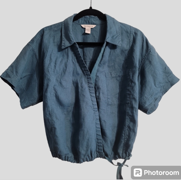 Athleta | Tops | Athleta Playa Linen Tie Wrap Crop Top Womens Large ...